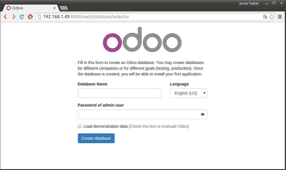 Creando una nueva Base de Datos en Odoo – Odoo ERP – Perú